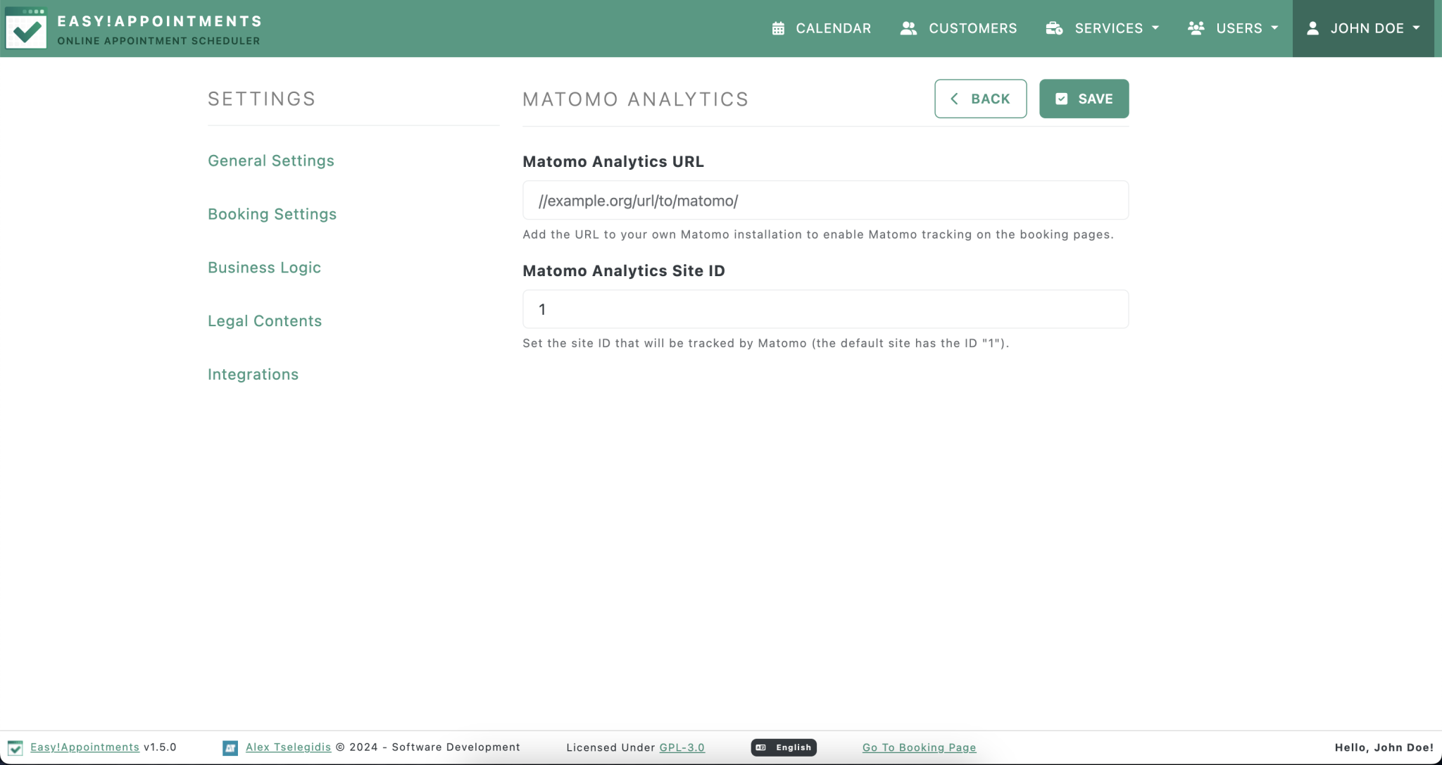 How to Enable Matomo Analytics - Easy!Appointments